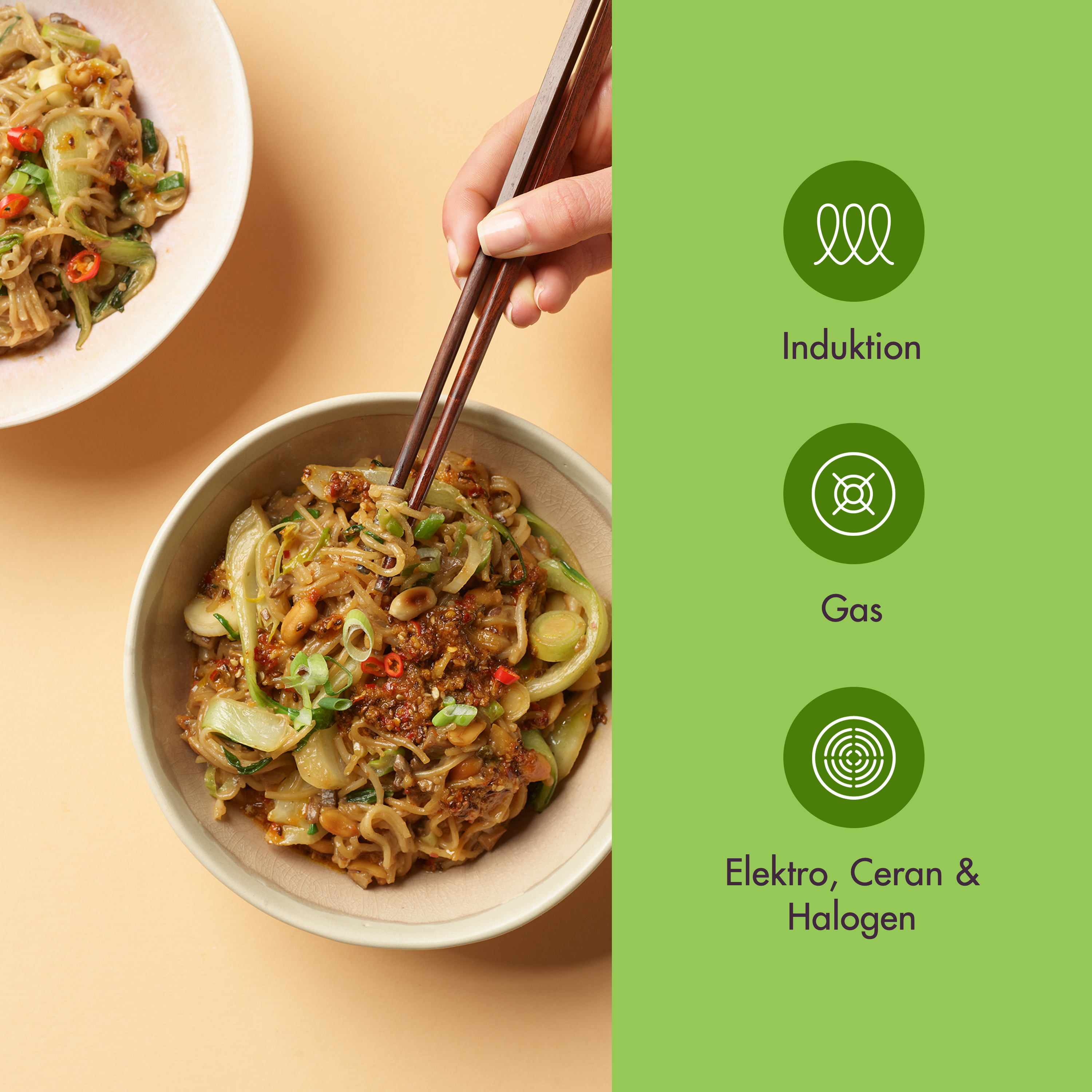 Wok kaufen | 32cm | Wok Pfanne mit Deckel | REISHUNGER