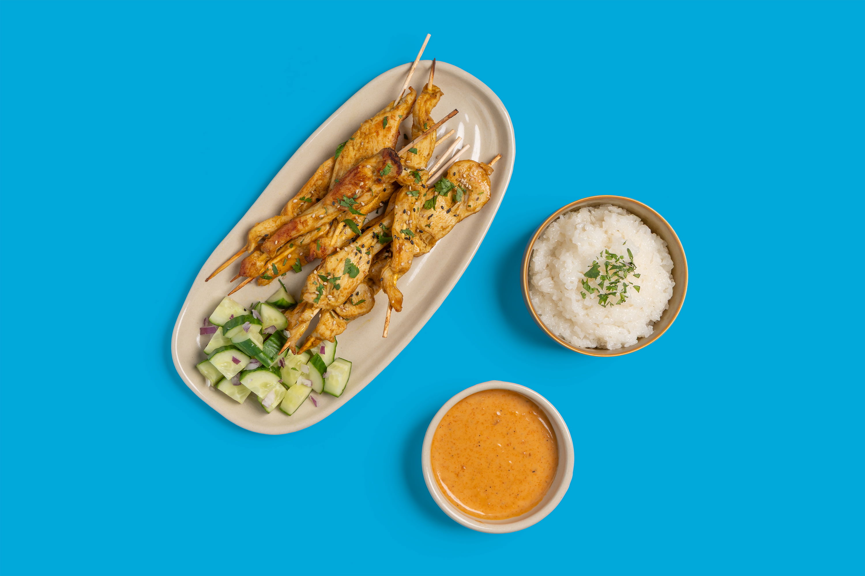 Indonesian Chicken Satay mit Kleb Reis | Rezept | Reishunger