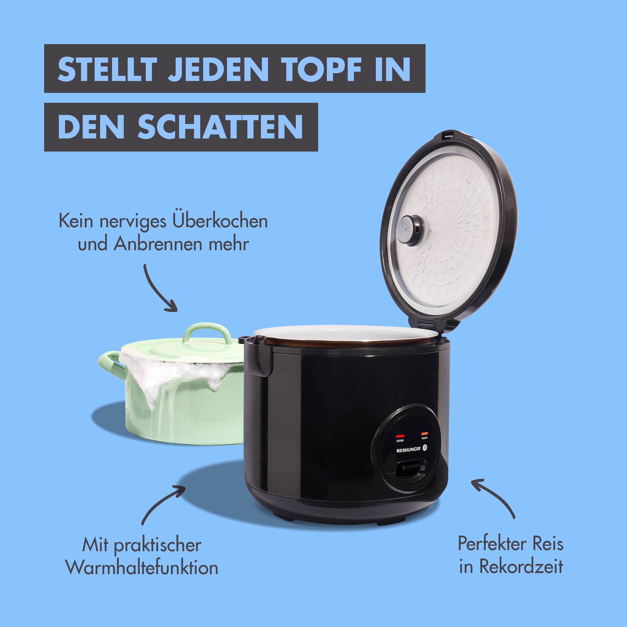 Großen Basis Reiskocher kaufen | 1,8 Liter | REISHUNGER