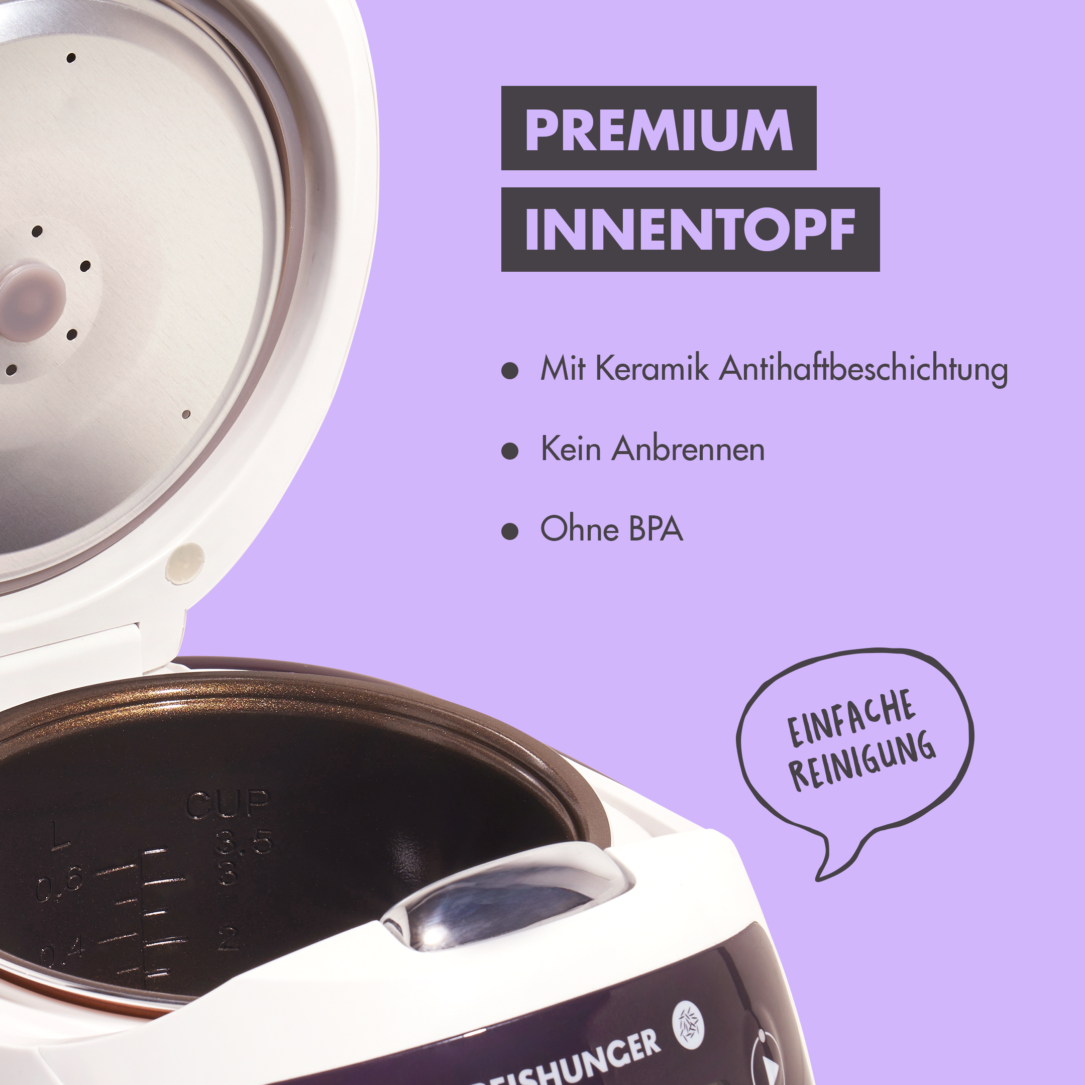 Digitaler Mini Reiskocher kaufen | 3 Portionen Reis | REISHUNGER