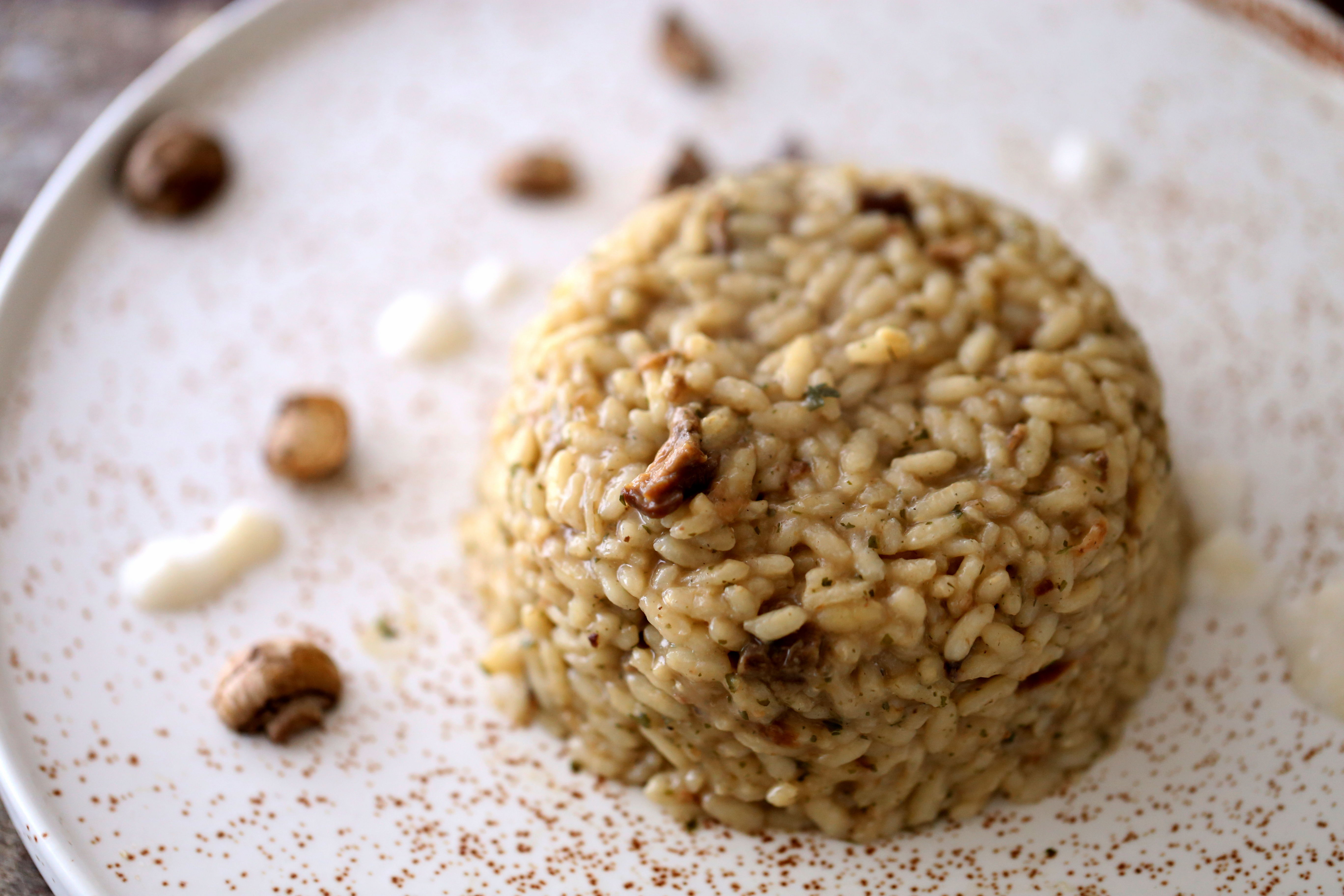 Pilz Risotto mit Pilzen und Cashew-Kokoscreme