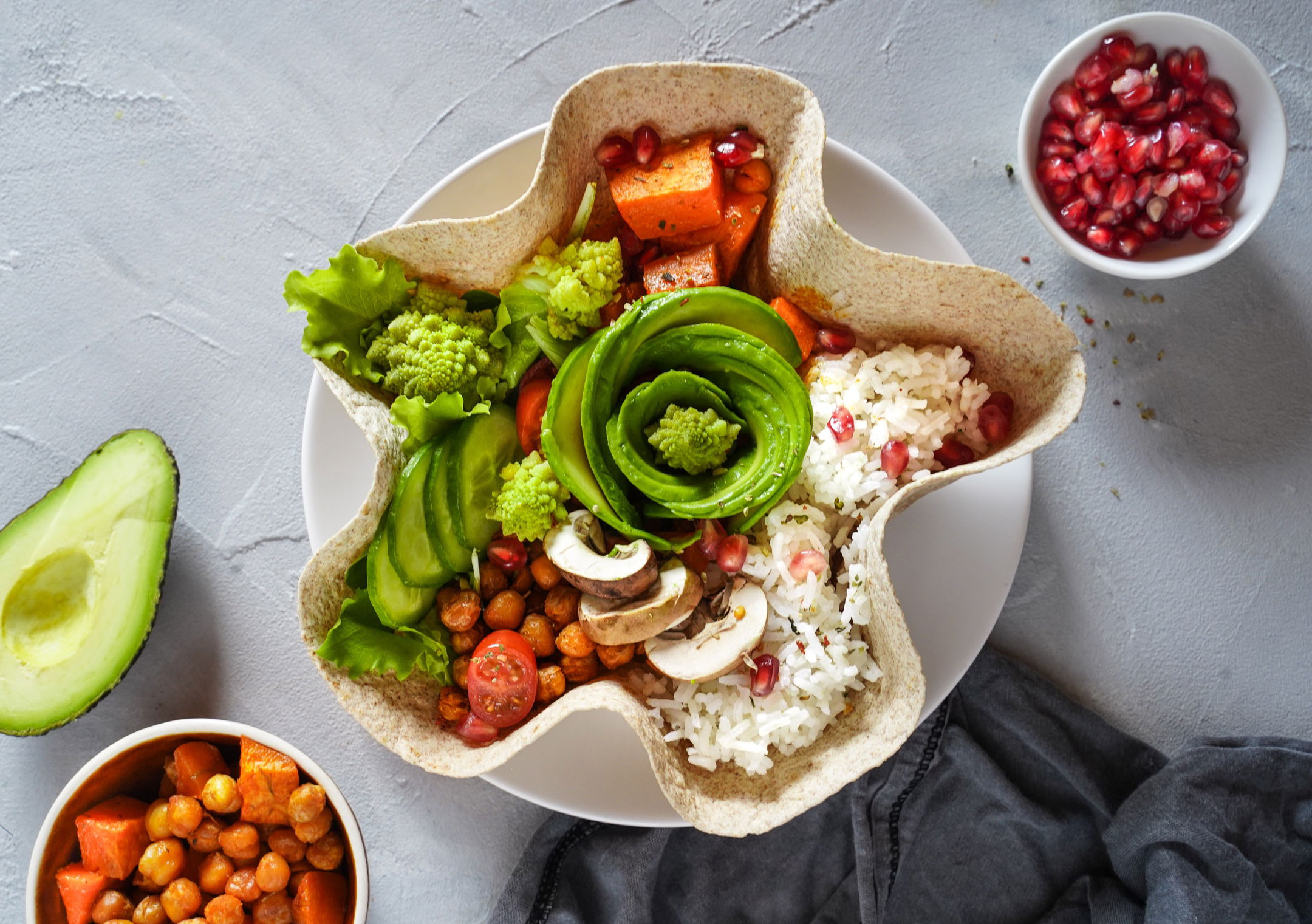Wrap Veggie Bowl mit Basmati Reis